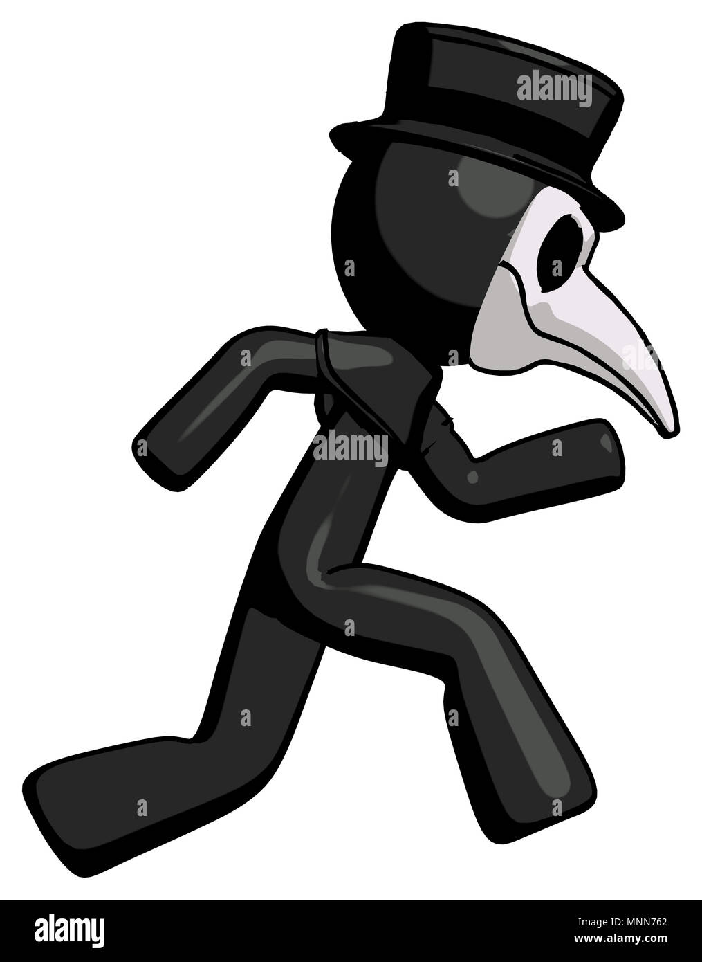Black plague doctor man running fast right Stock Photo - Alamy