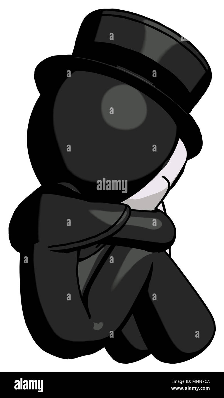 Black plague doctor man sitting with head down back view facing right ...