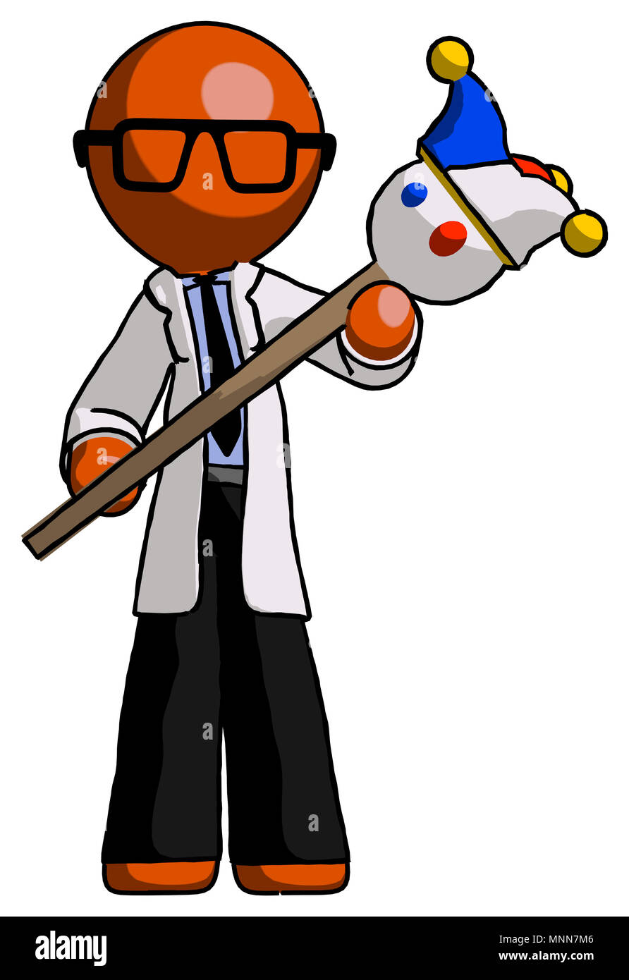 Orange doctor scientist man holding jester diagonally Stock Photo - Alamy