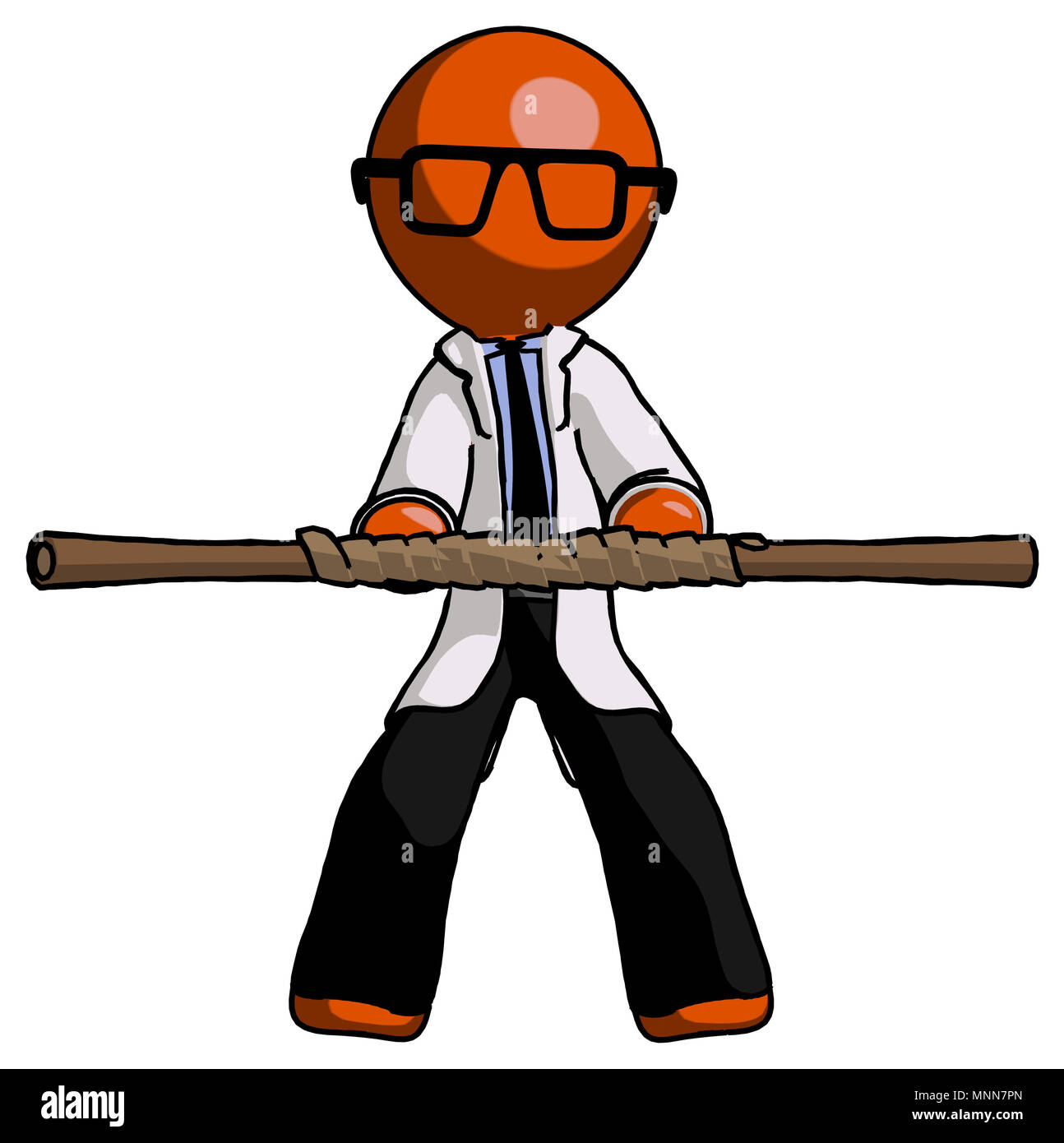 Orange doctor scientist man bo staff kung fu defense pose Stock Photo ...