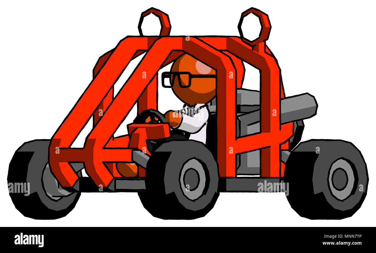 Orange doctor scientist man riding sports buggy side angle view Stock ...