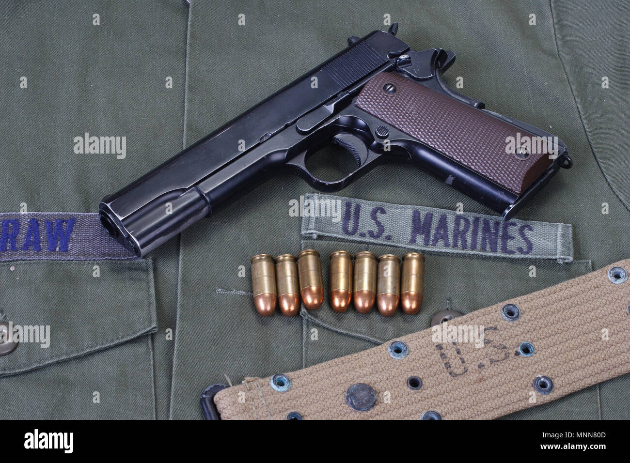 colt goverment m1911 with us marines uniform Stock Photo - Alamy