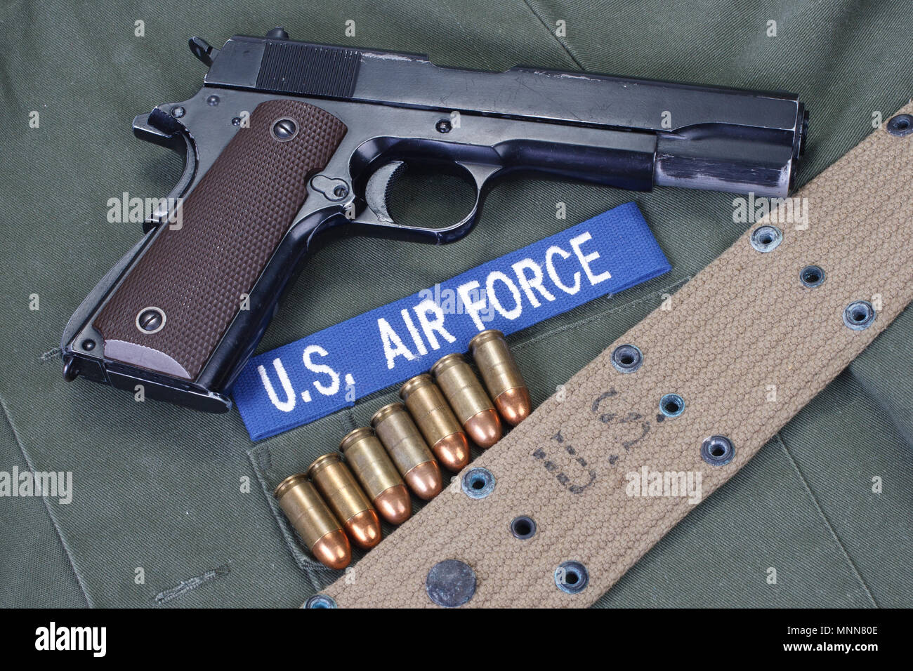 colt goverment m1911 with us air force uniform Stock Photo - Alamy