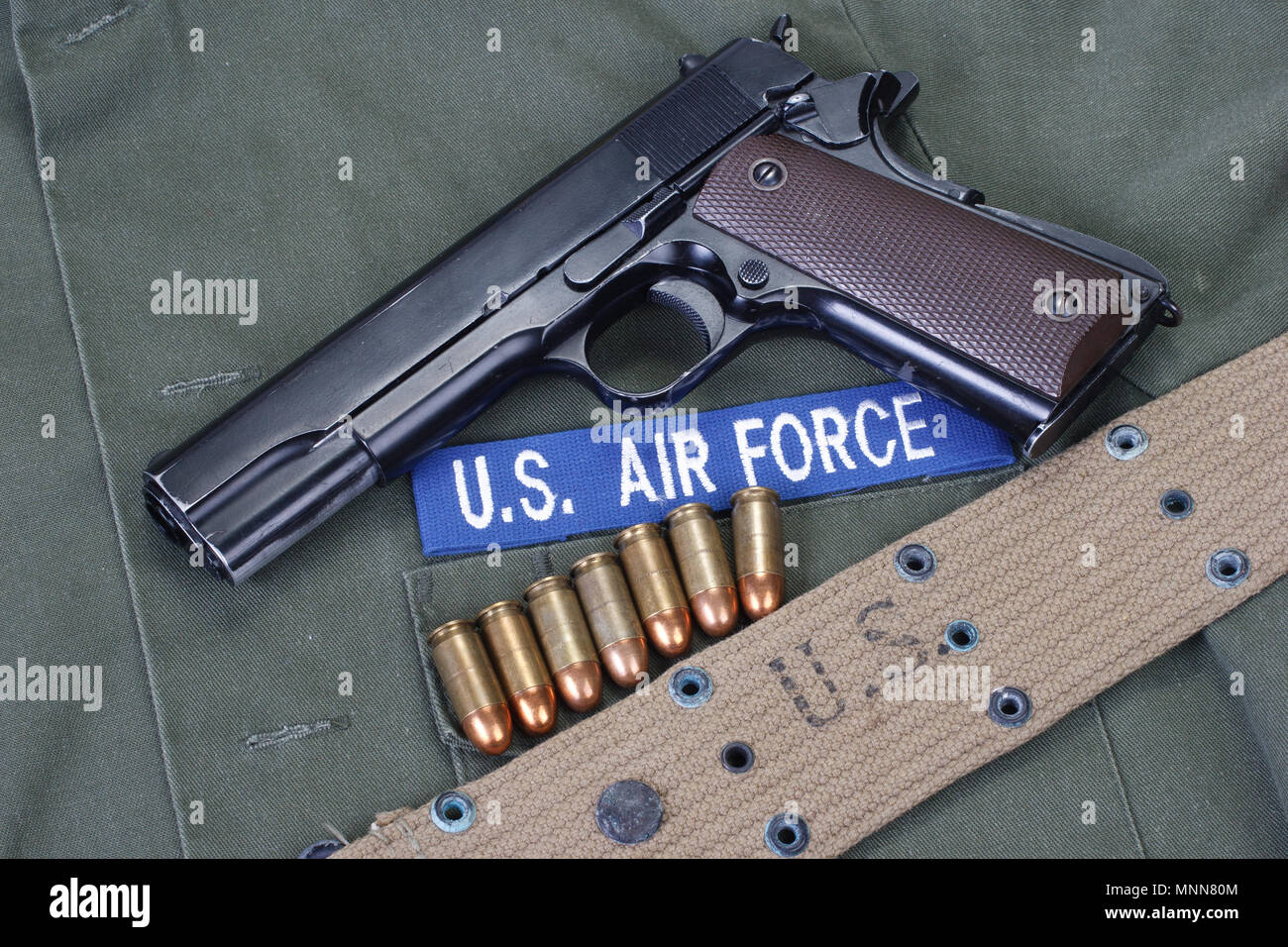 colt goverment m1911 with us air force uniform Stock Photo - Alamy