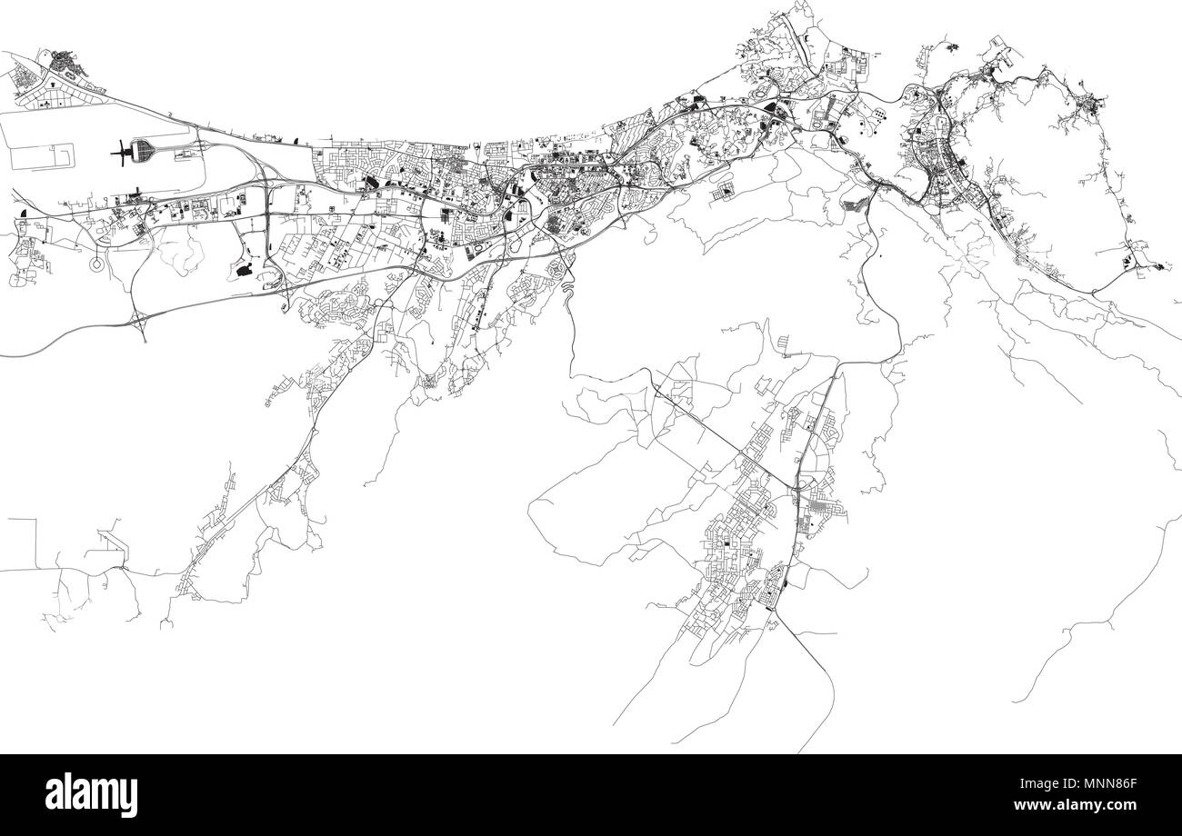 Streets of Muscat, map of the city, capital, Oman. Streets and urban ...