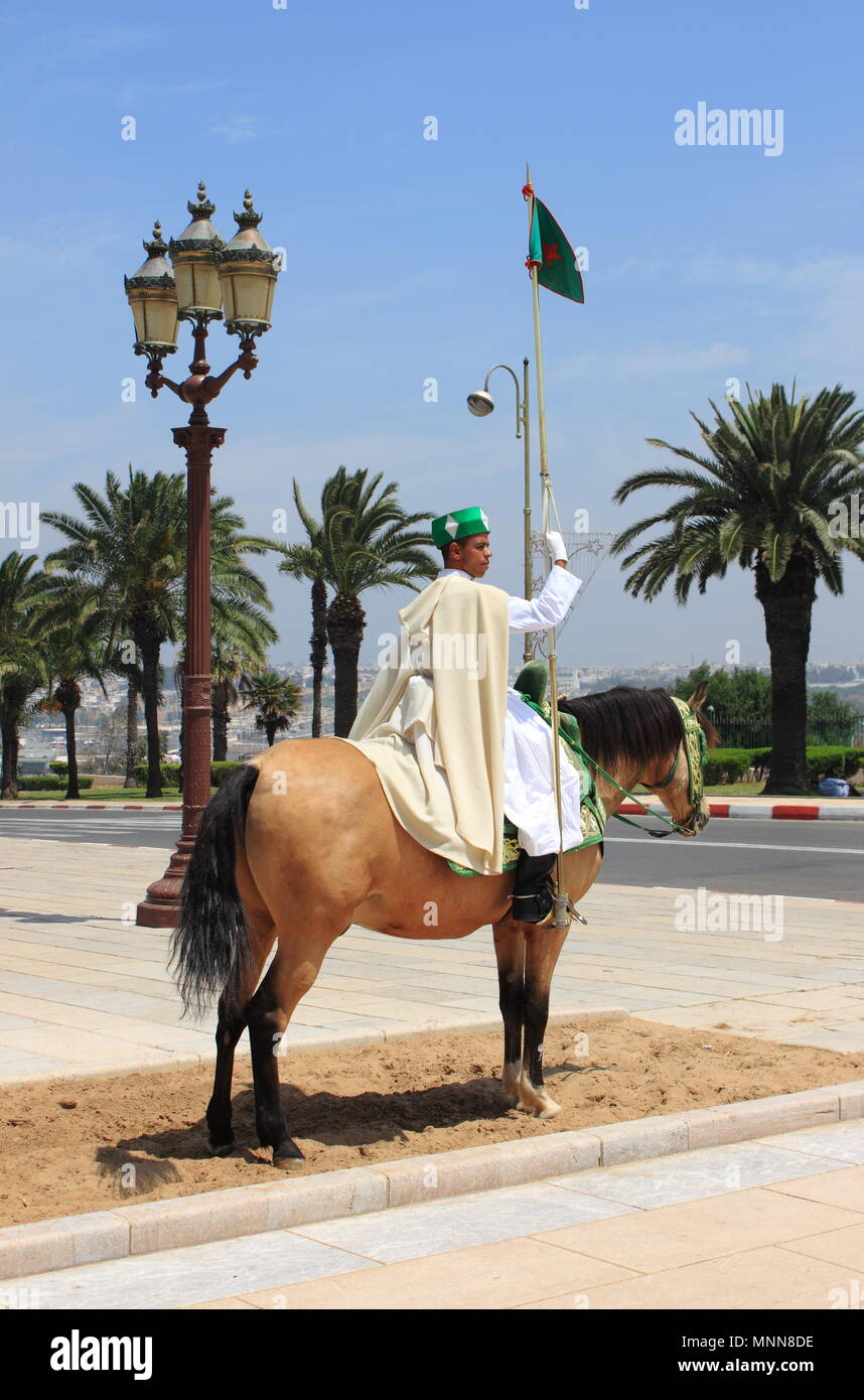 Rabat, Morocco - May 13, 2013: Royal guard in entry of mausoleum ...