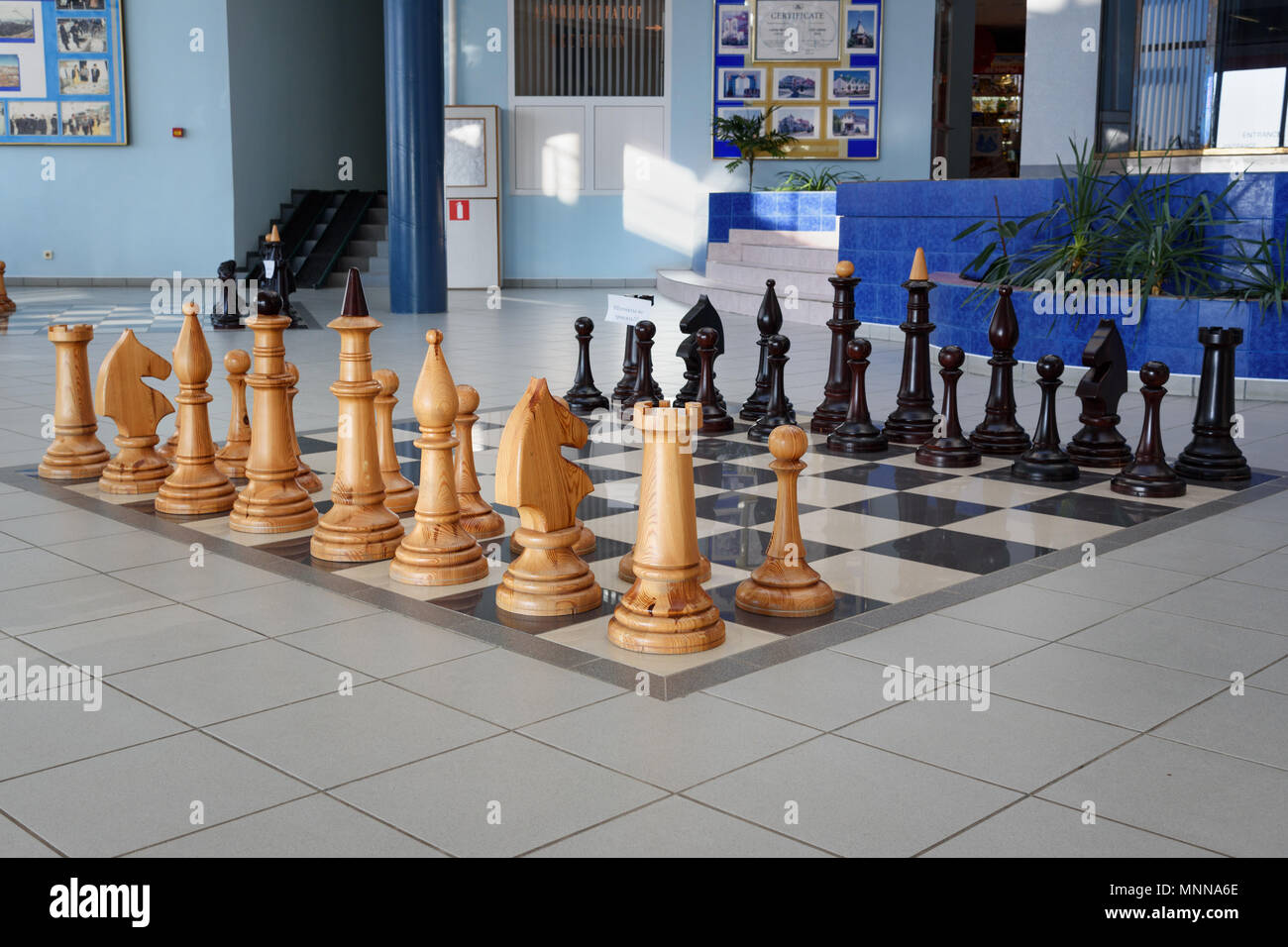 Elista, Kalmykia, Russia - March 6, 2018: Big chess in hall of Chess ...