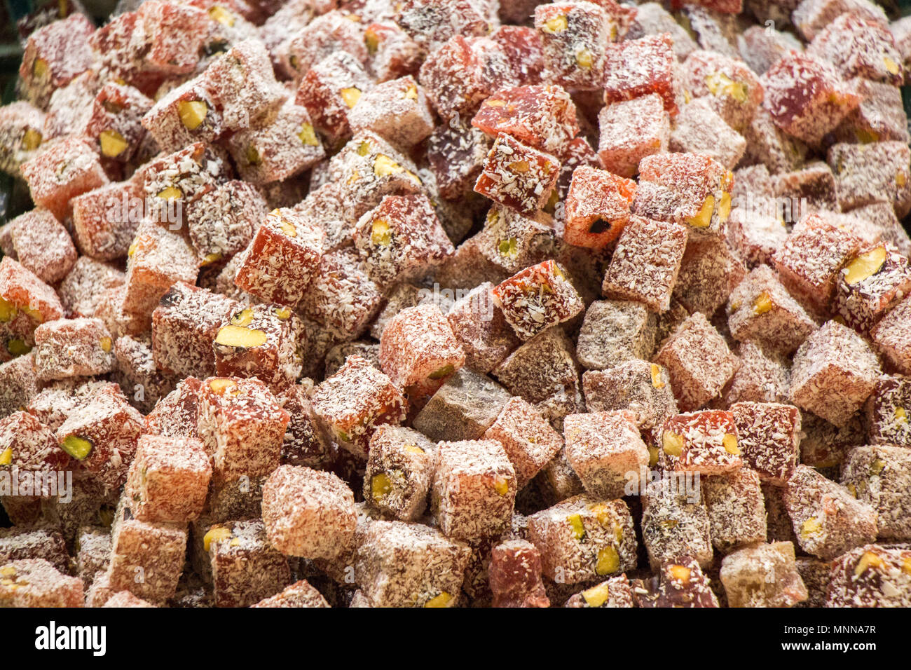 Load of traditional turkish delight rahat lokum Stock Photo - Alamy