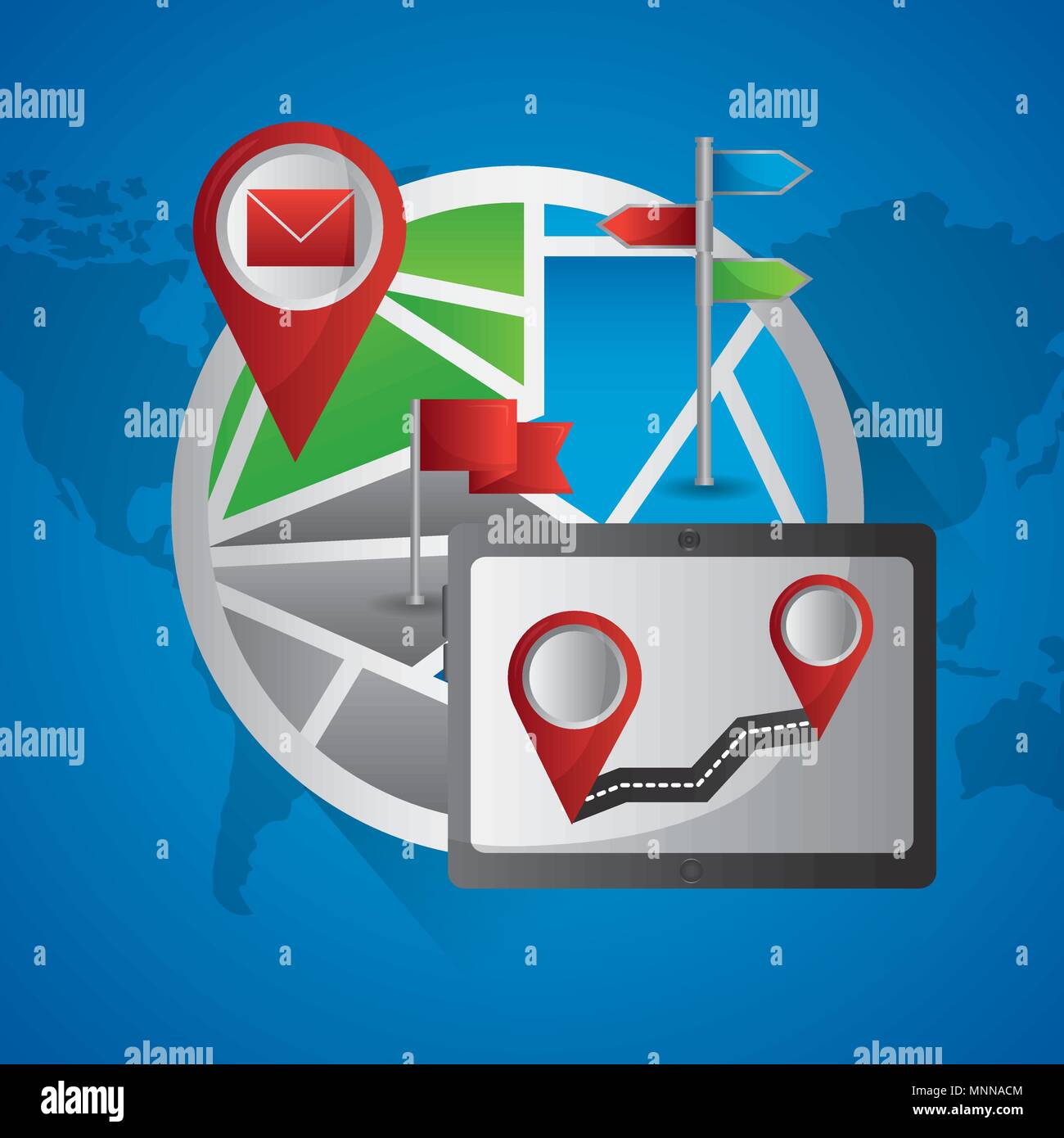 Gps tracker car map Stock Vector Images - Alamy