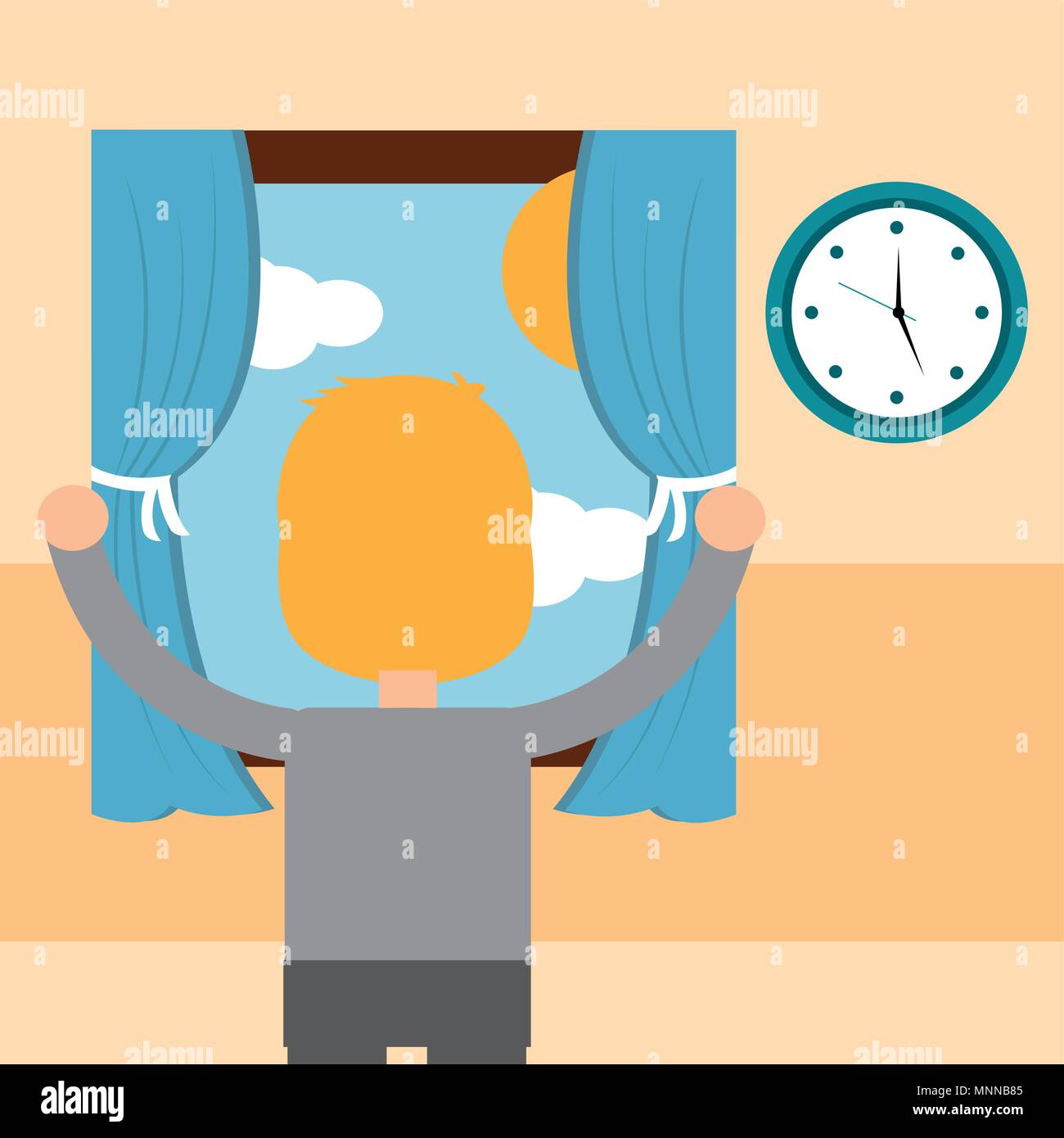 Room scene looking out at window Stock Vector Images - Alamy