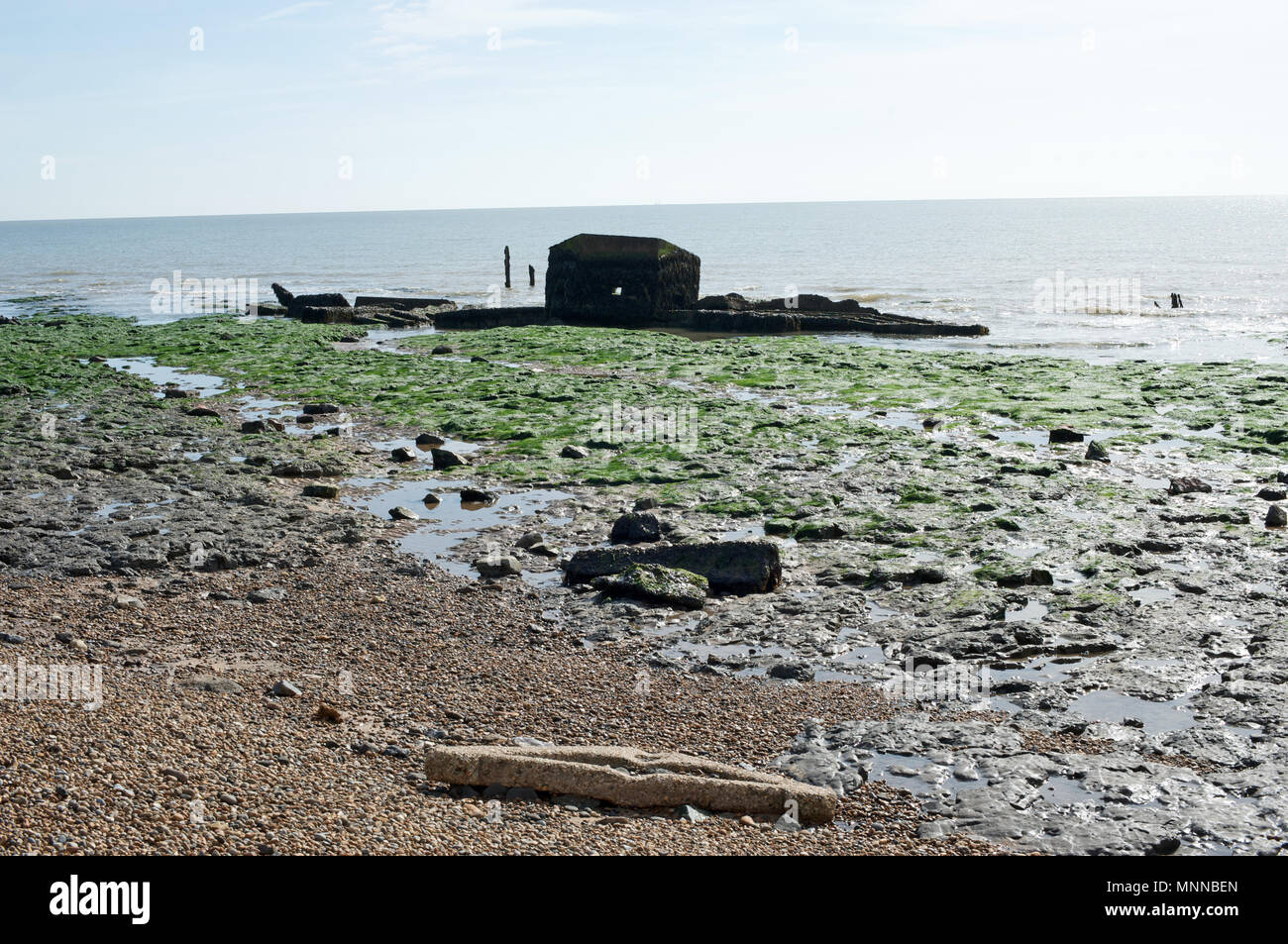 Wartime clifftop bunker now in the sea due to coastal erosion, Bawdsey ...