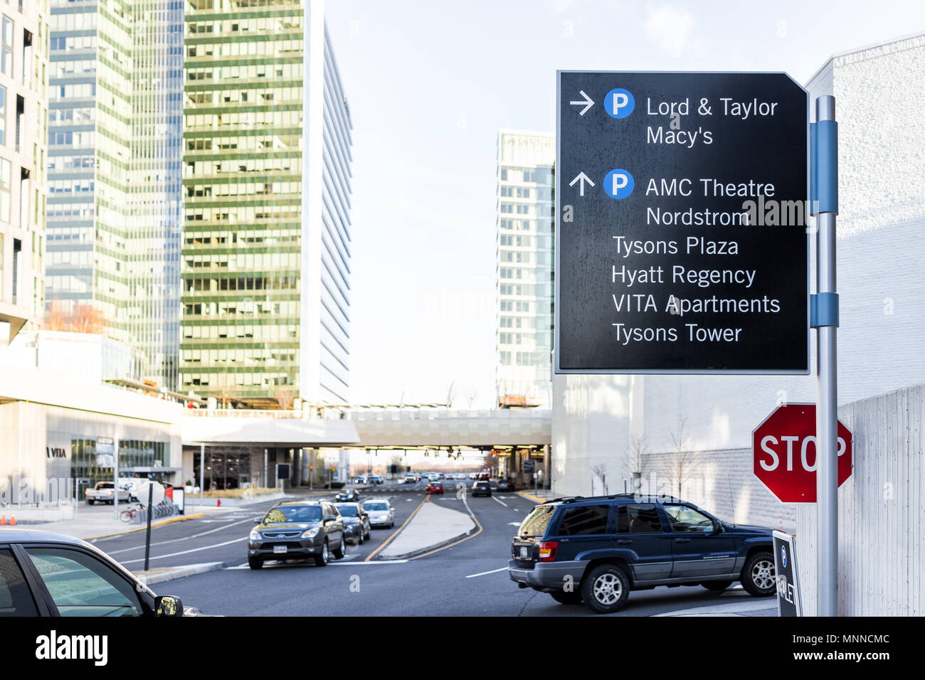 Tysons, USA - January 26, 2018: Architecture exterior of Tyson's Corner ...