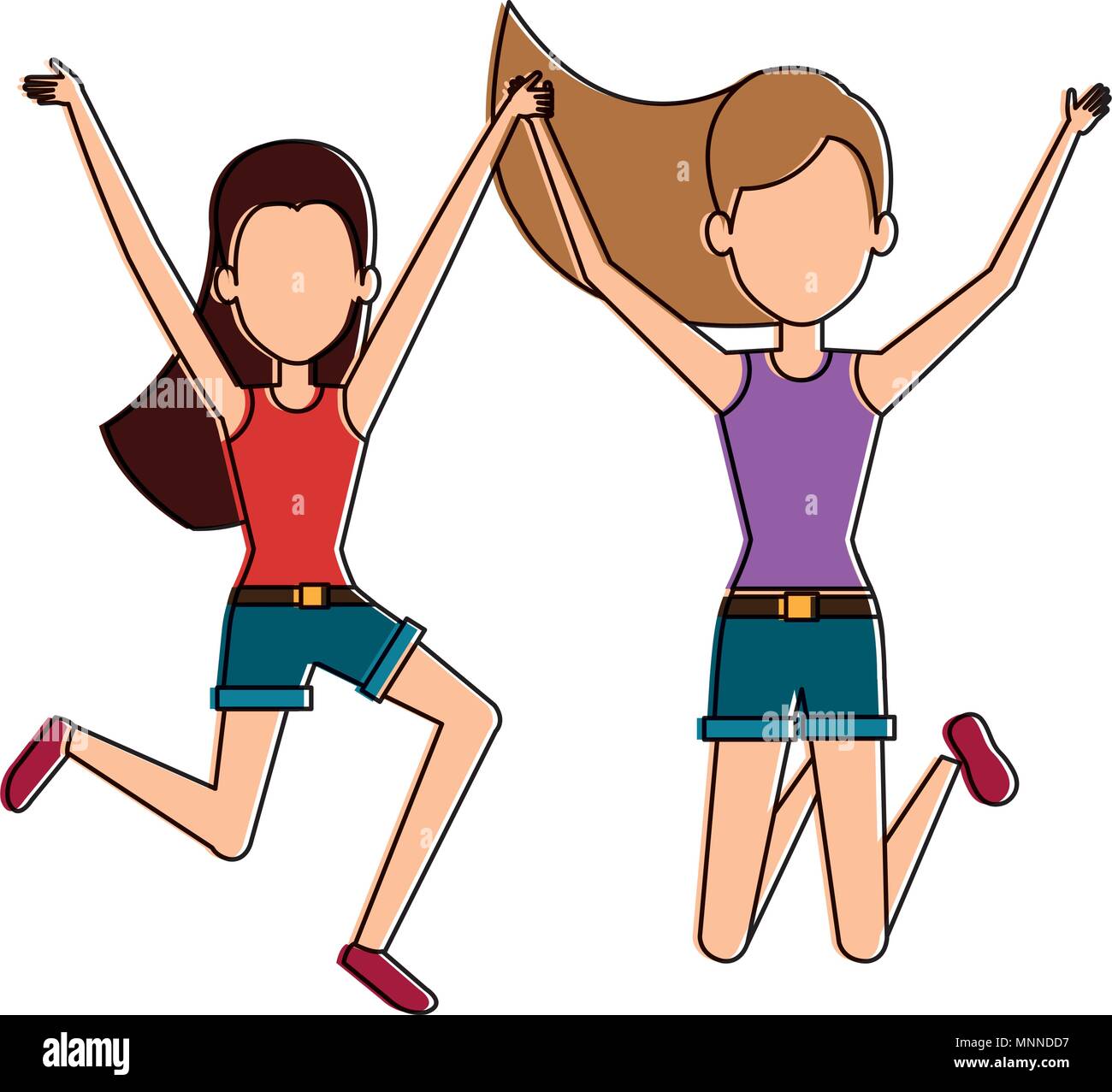 cheerful jumping girls avatars Stock Vector Image & Art - Alamy