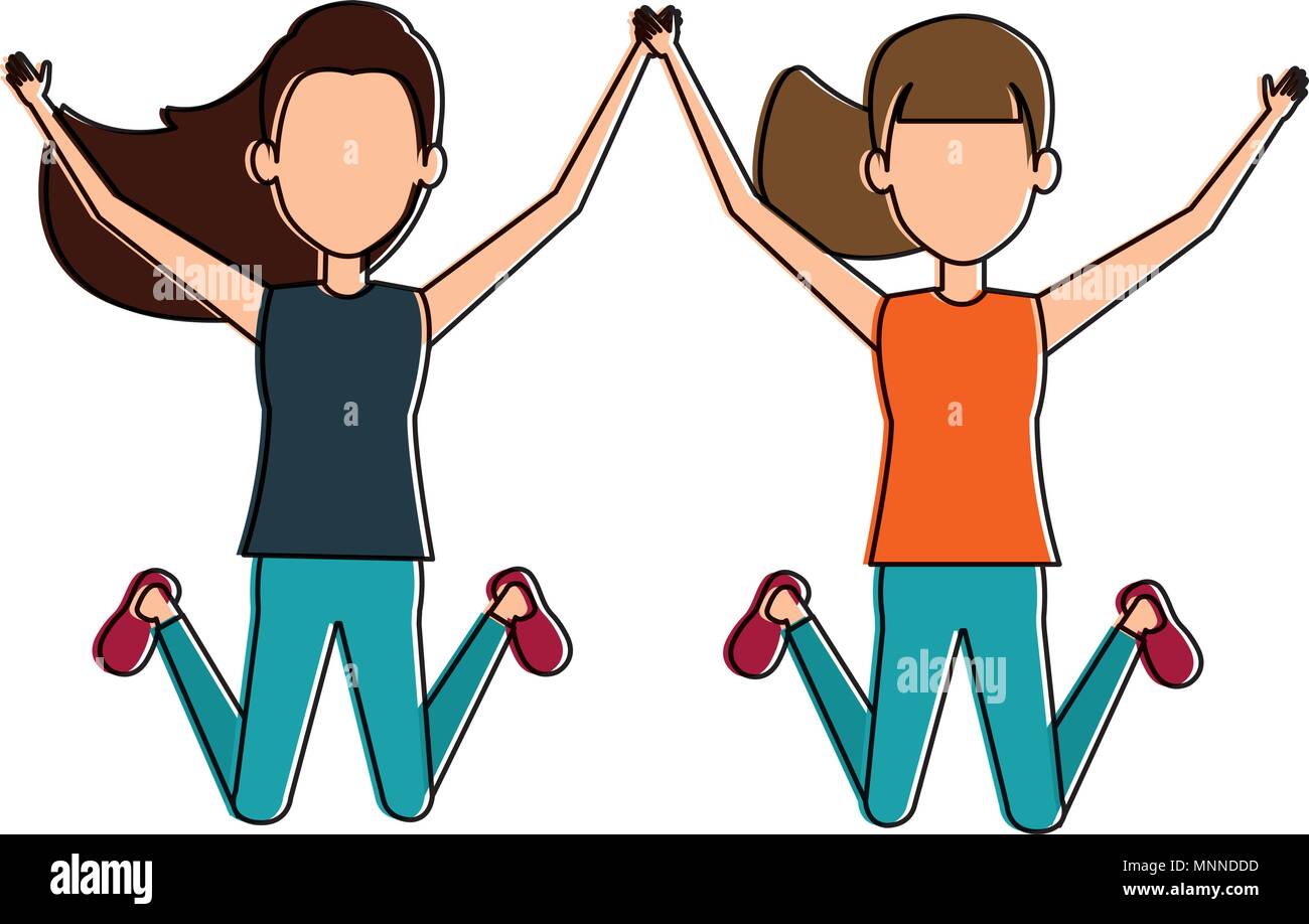 cheerful jumping girls avatars Stock Vector Image & Art - Alamy