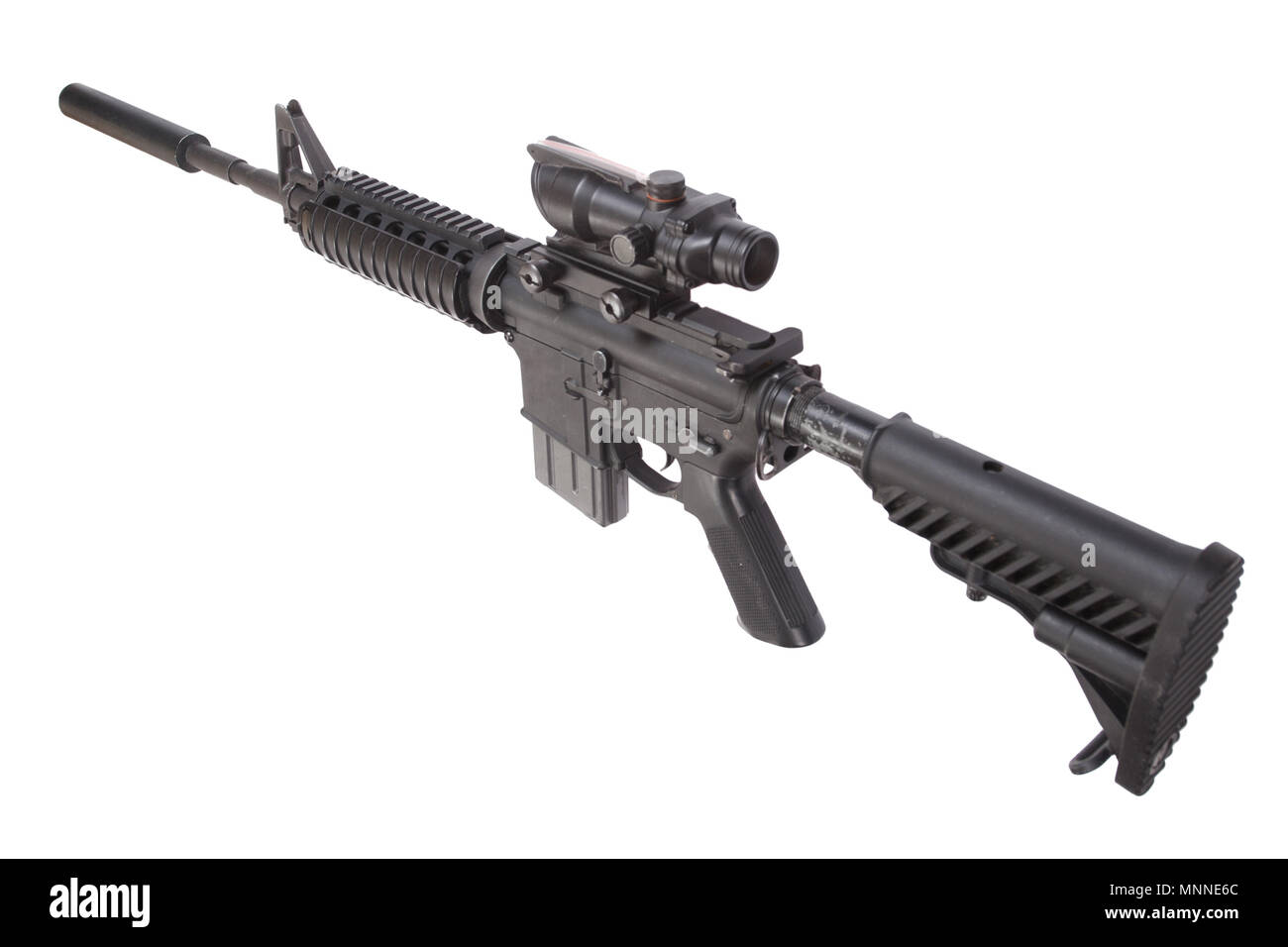 M4 rifle with silencer isolated on a white background Stock Photo - Alamy
