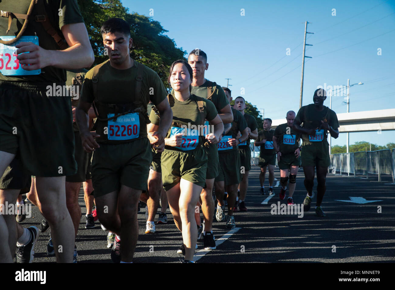 U.S. Marine Staff Sgt. Marc Alleyne calls cadence for the U.S. Marine ...