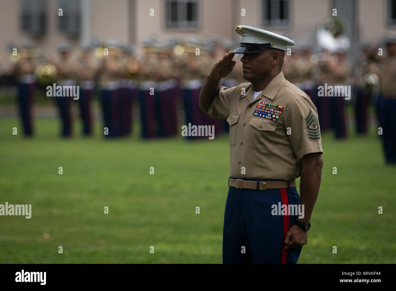U.S. Marine Corps Sgt. Maj. Phillip Orellano, off-going sergeant major ...