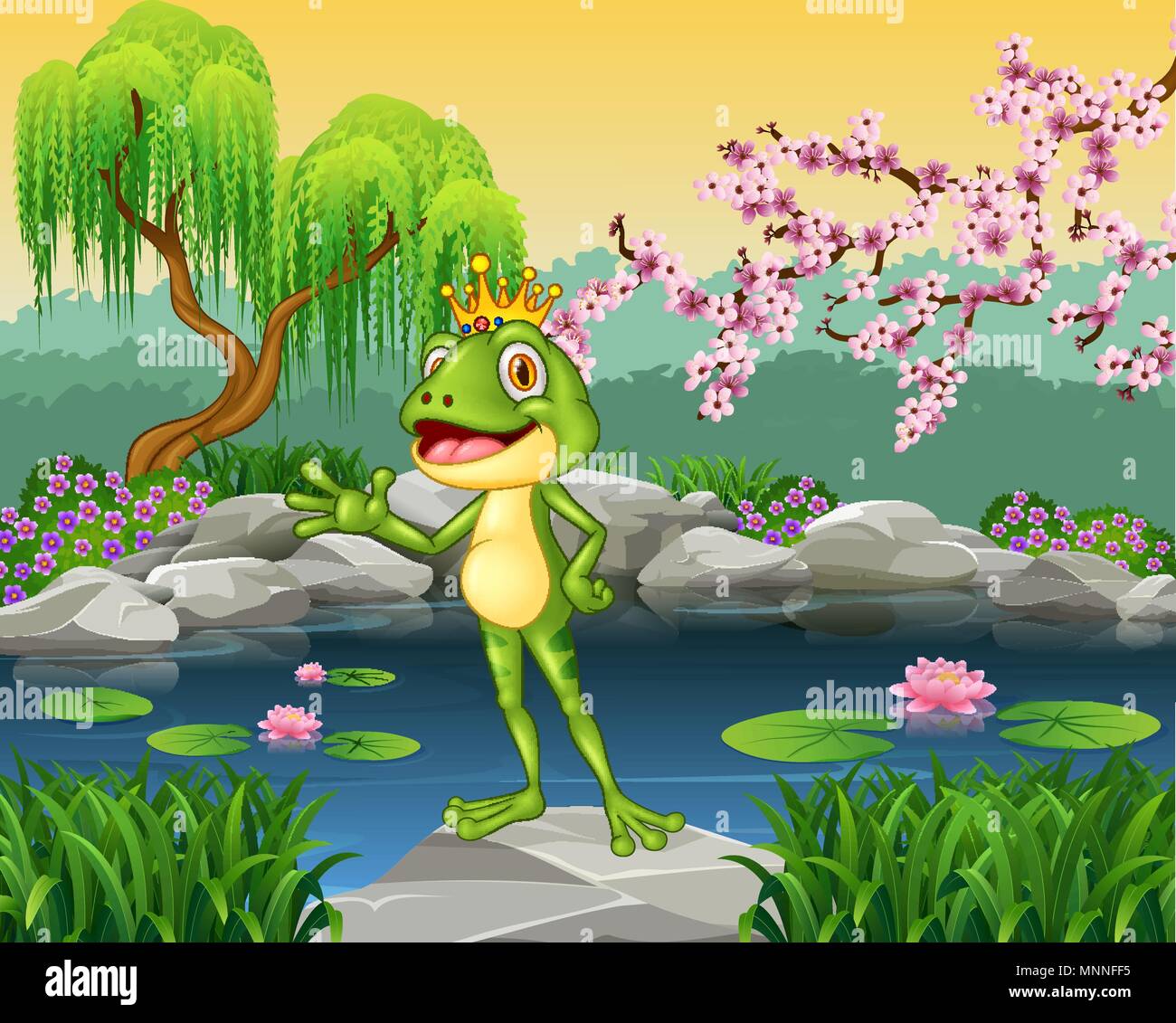 Cute little frog prince presenting Stock Vector Image & Art - Alamy