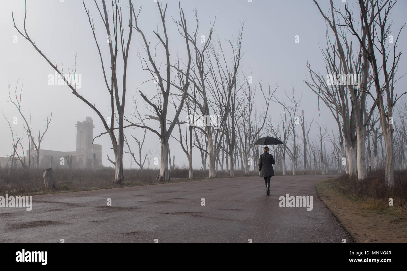 Sad Girl Walking Down A Road