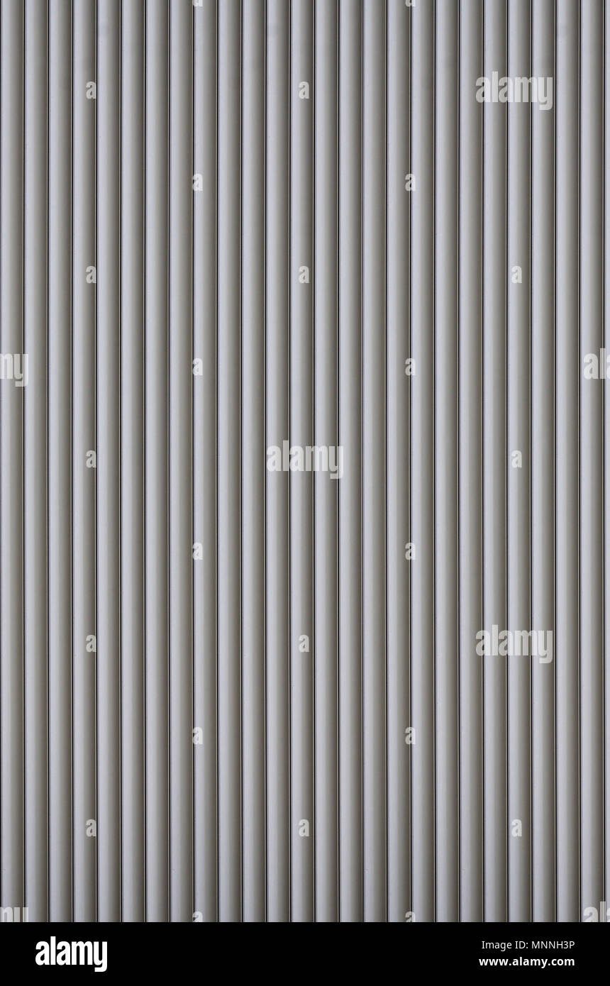 The texture of corrugated metal sheet, white or grey slide door. Old ...