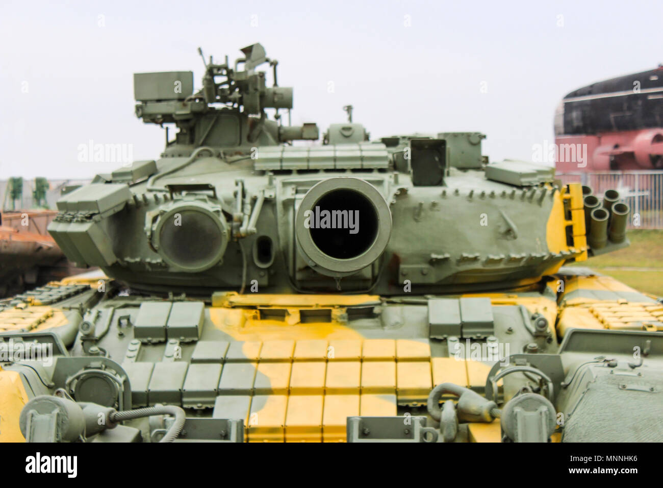 Turret with directed toward the operator barreled gun Stock Photo - Alamy