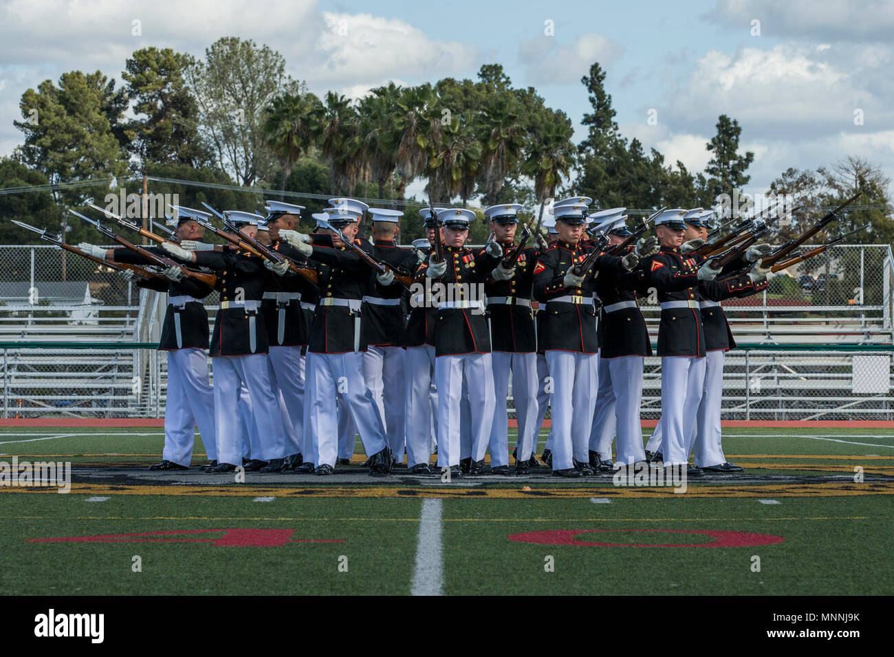 U.S. Marines with the United States Marine Corps Silent Drill Platoon ...