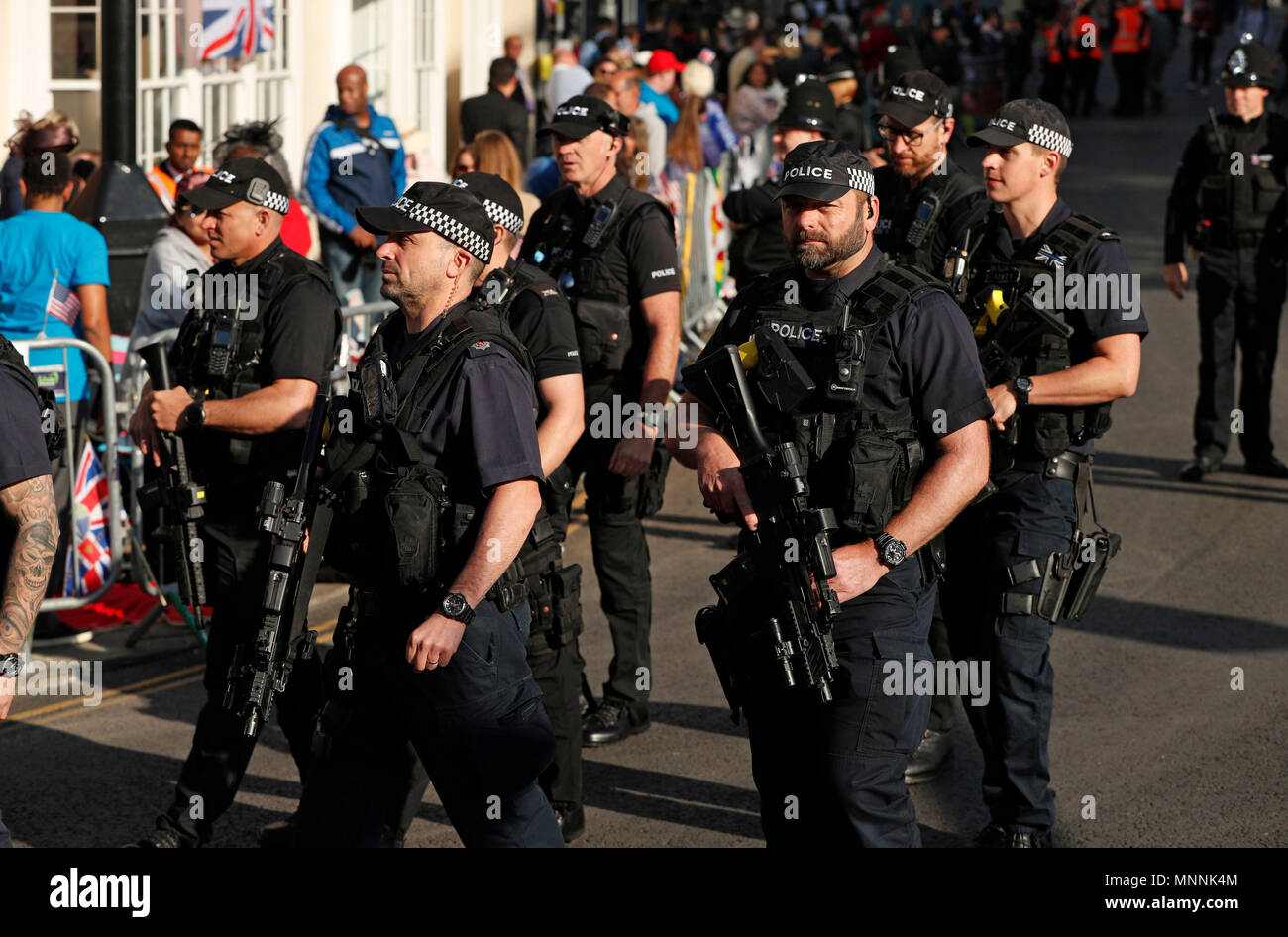 Police officers patrol Windsor ahead of the wedding of Prince Harry and ...