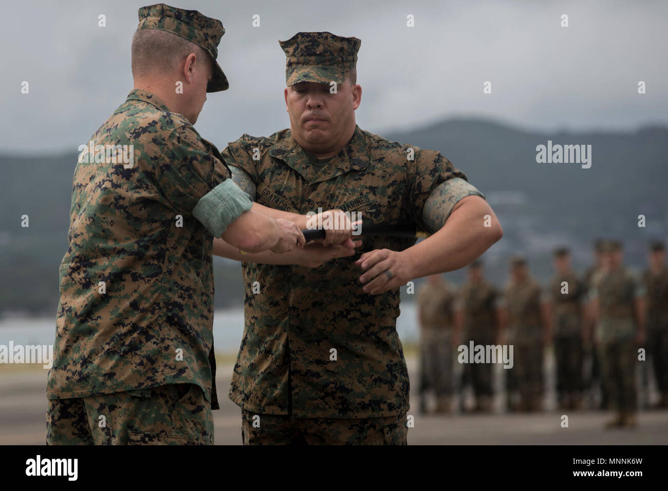U.S. Marine Corps Sgt.Maj. Sean Cox, off-going sergeant major, Marine ...