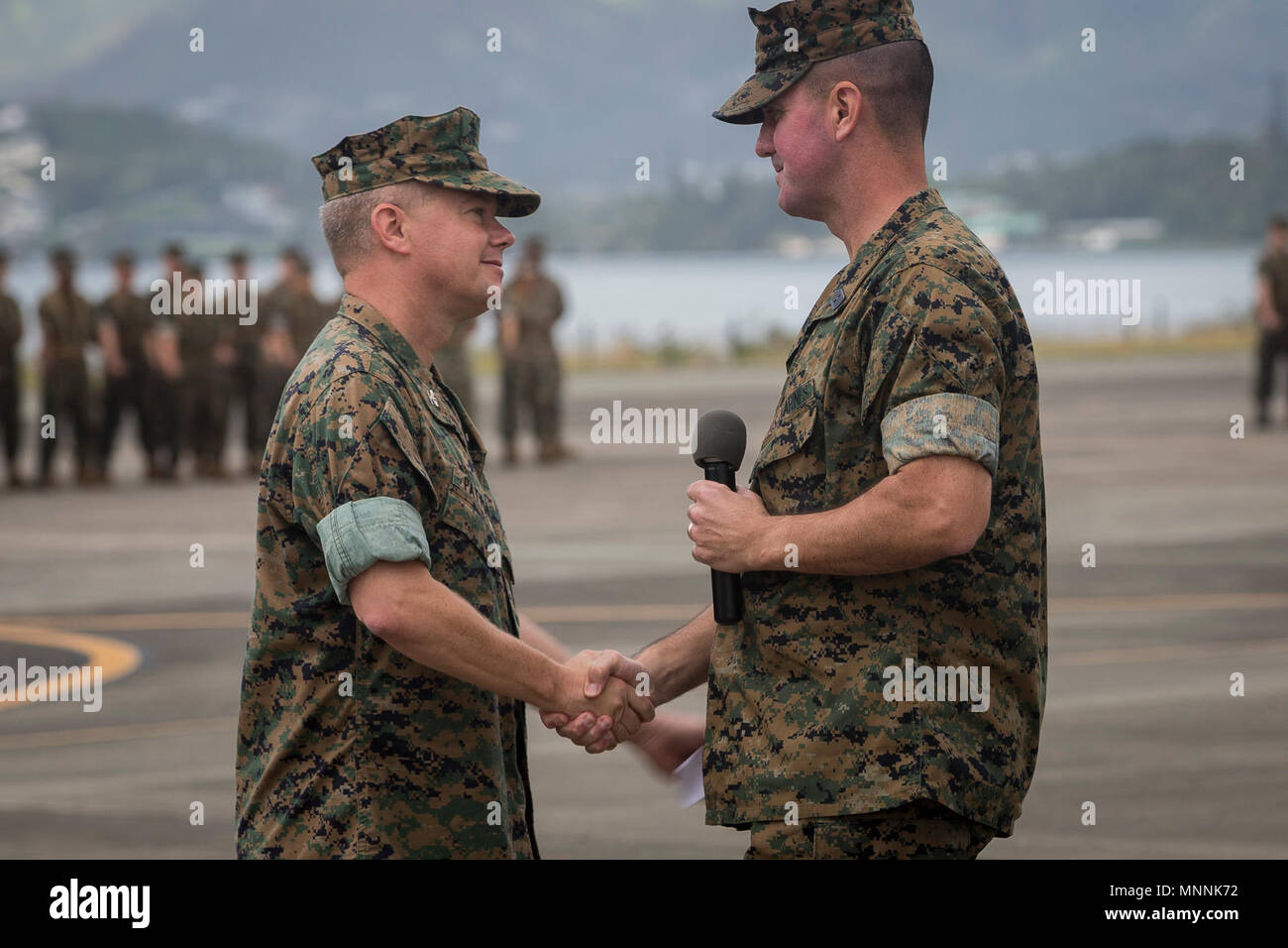 U.S. Marine Corps Sgt.Maj. Sean Cox, off-going sergeant major, Marine ...
