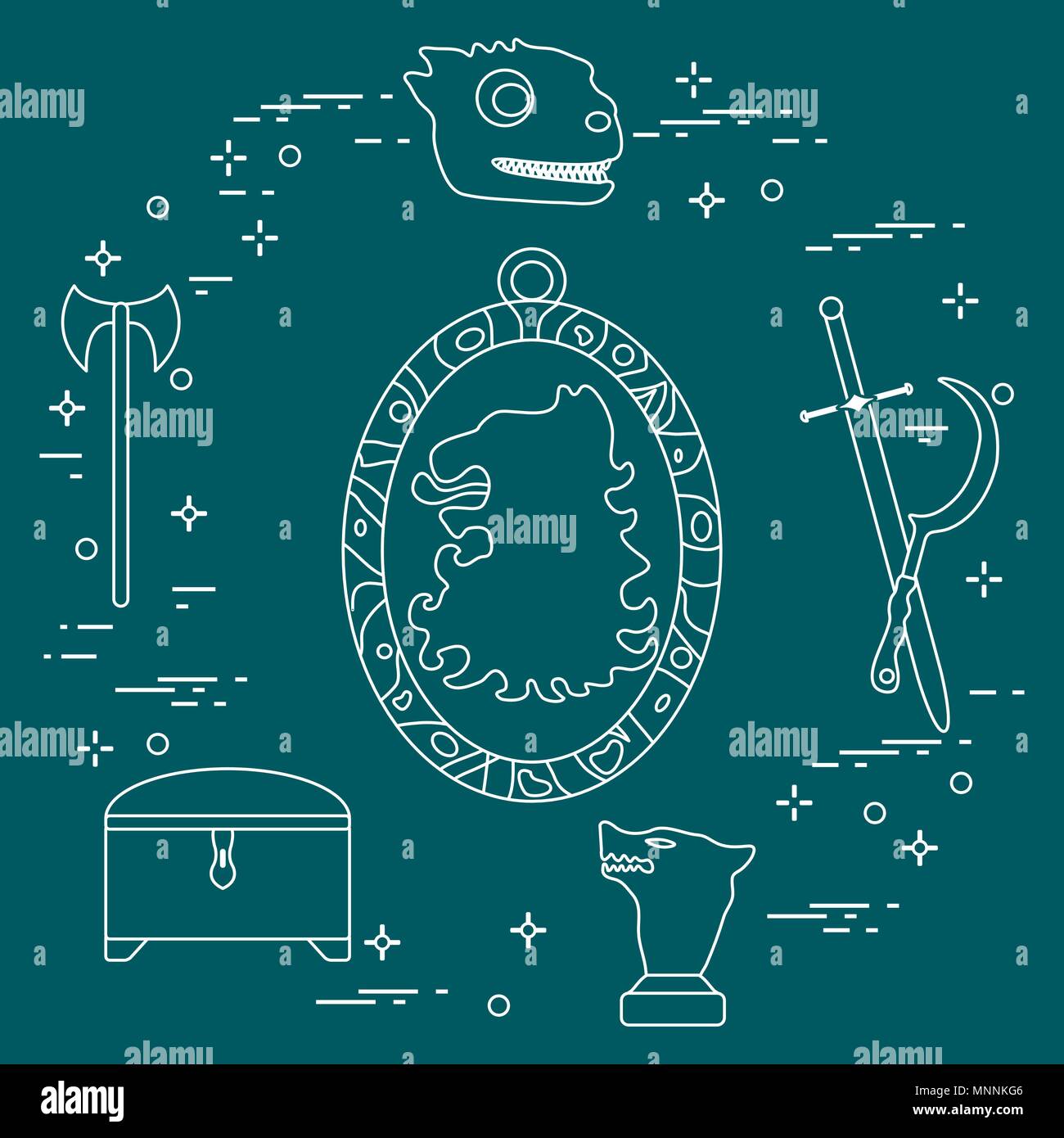 Symbols of the popular fantasy television series. Art and cinema theme ...