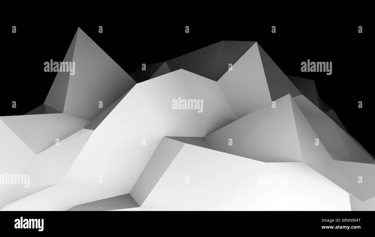 Digital lowpoly landscape. Abstract computer generating background. 3d rendering technology ...