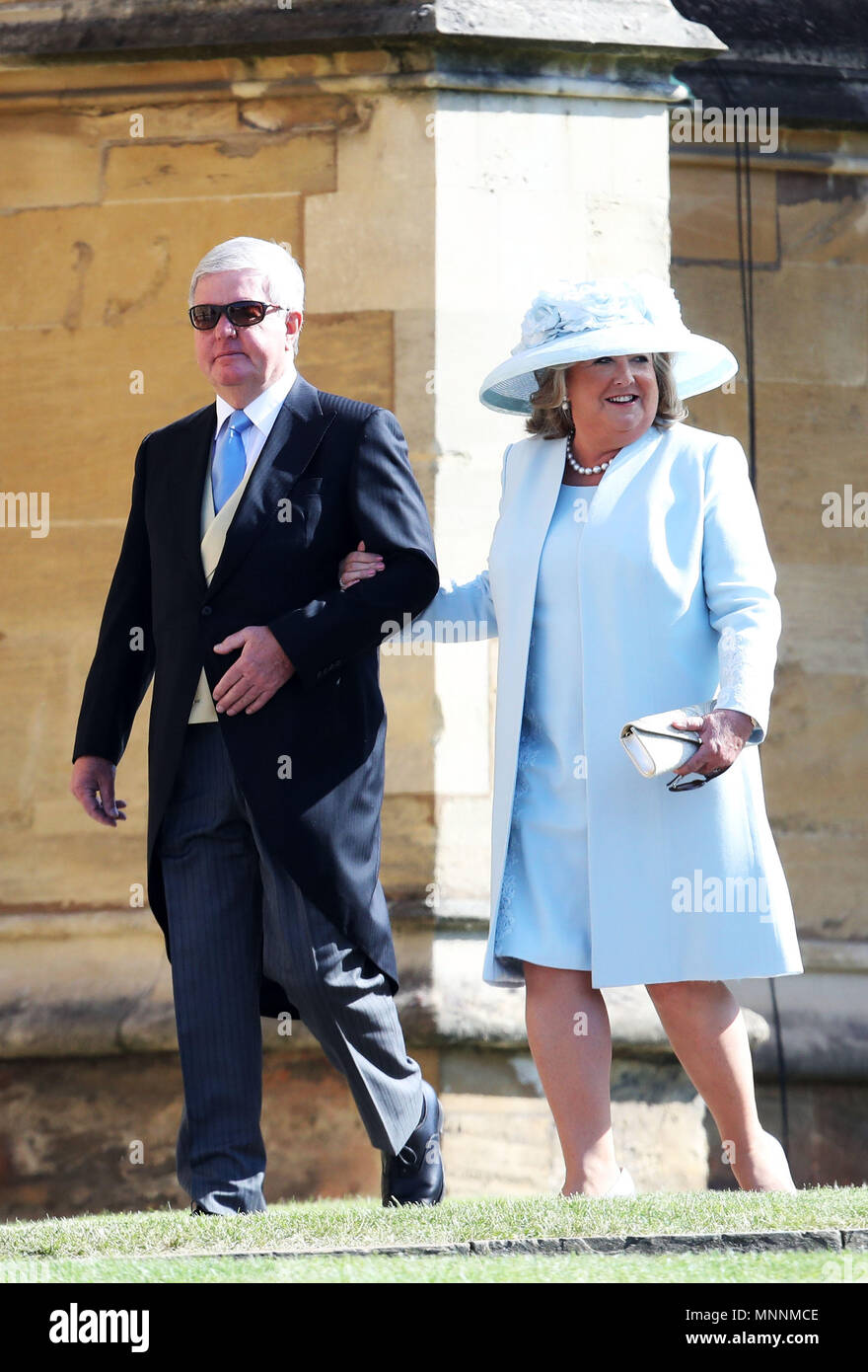 Sir Keith Mills and his wife Maureen Mills arrive at St George's Chapel ...
