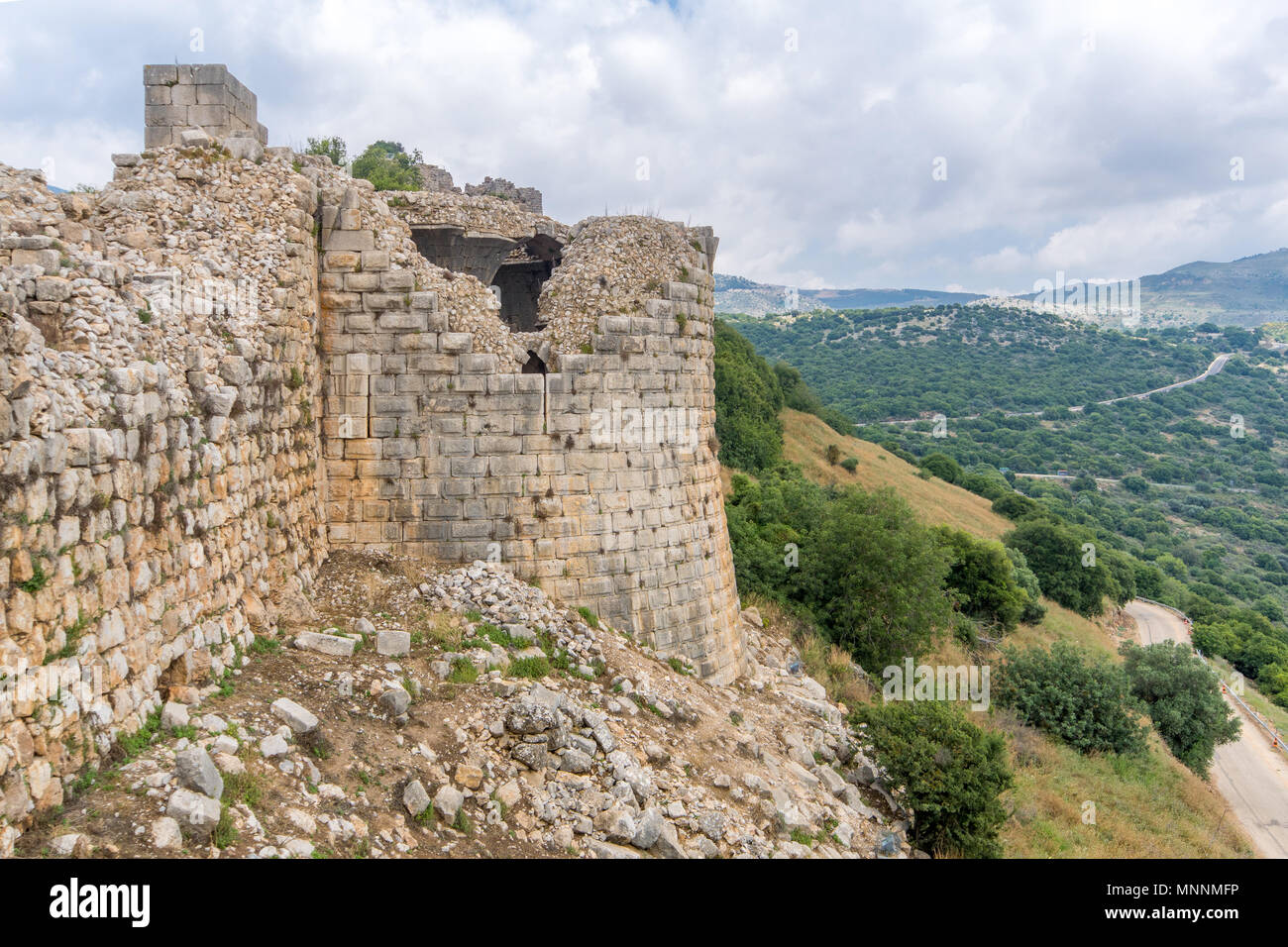 View of landscape and the Nimrod Fortress, a 13th century Muslim castle ...