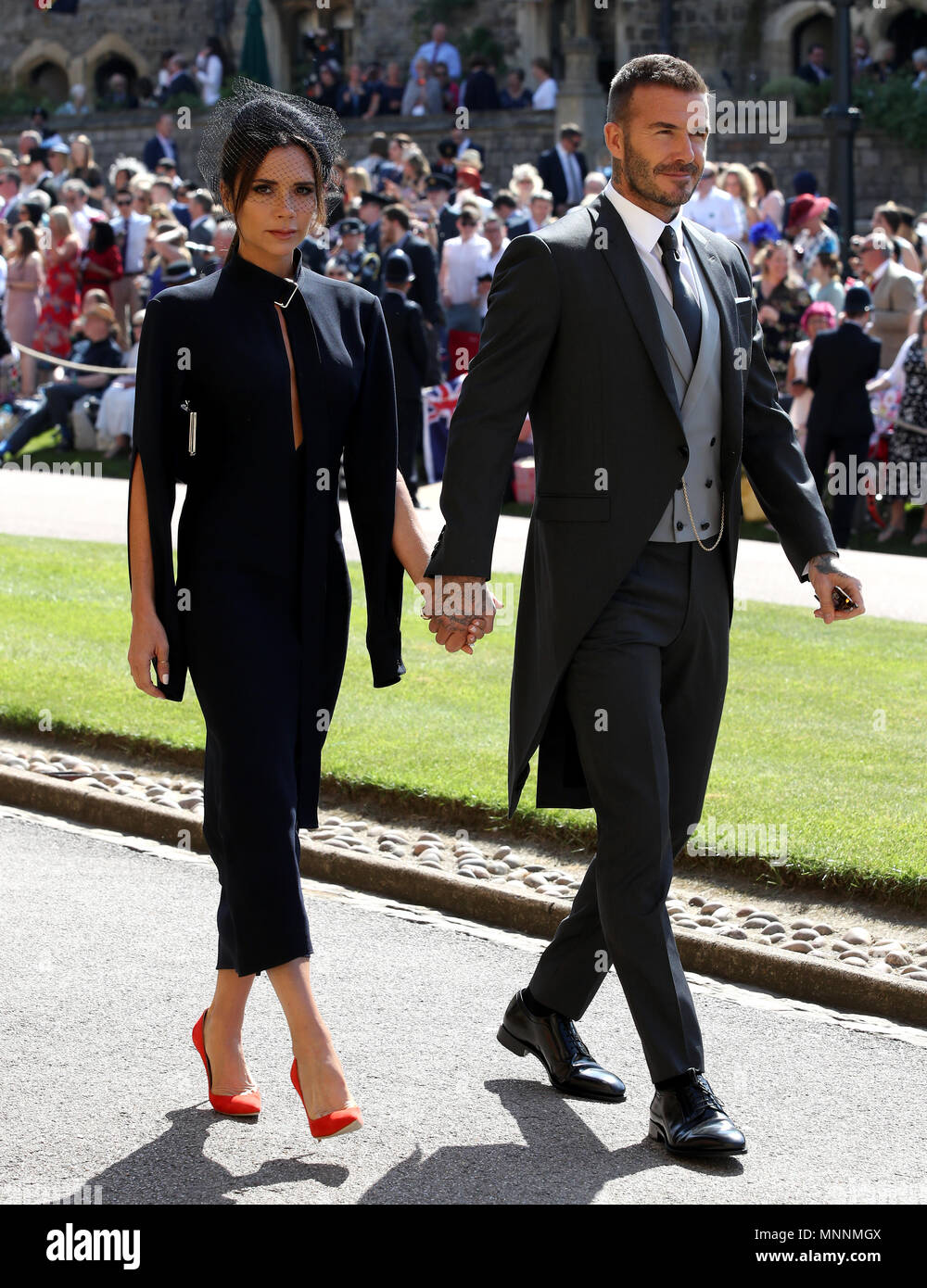 David and Victoria Beckham arrive at St George's Chapel at Windsor ...
