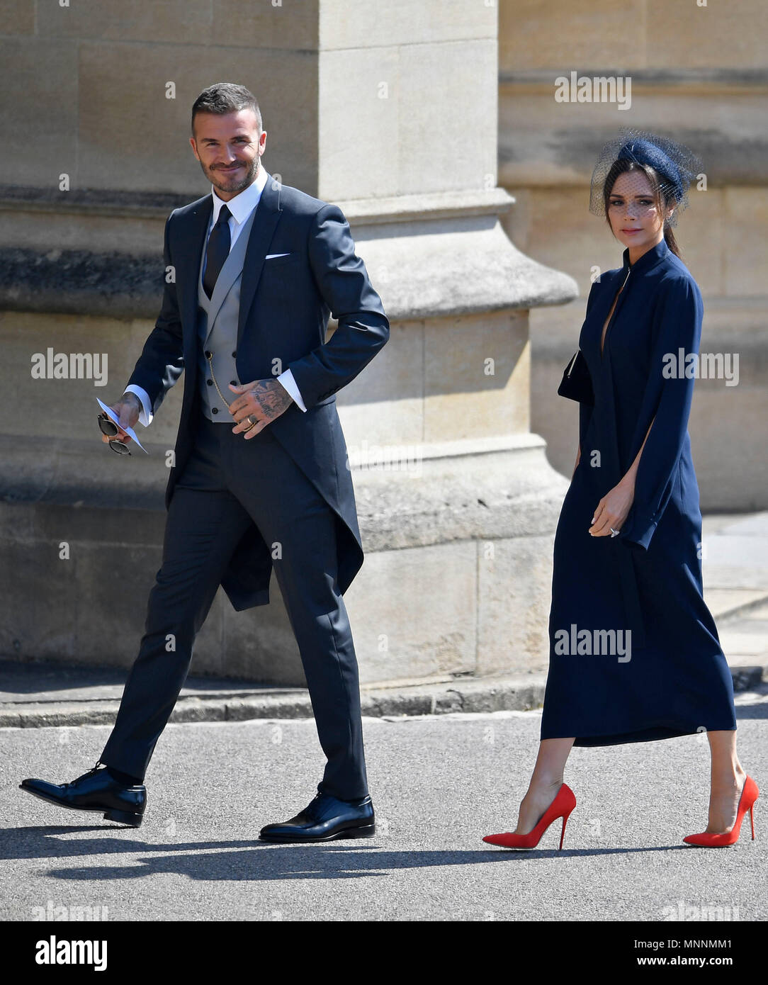 David and Victoria Beckham arrive at St George's Chapel in Windsor ...