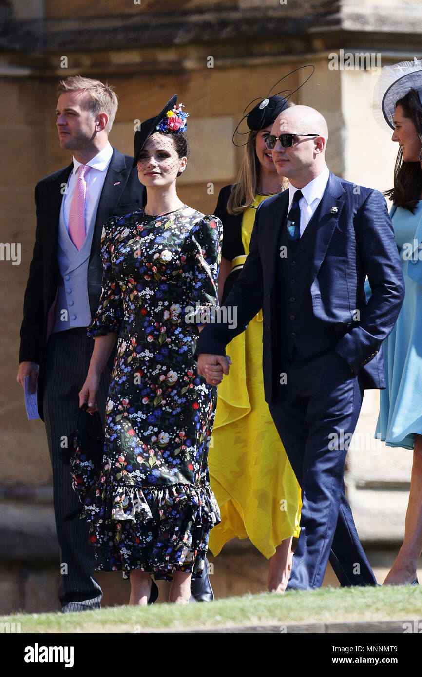 Charlotte Riley and Tom Hardy arrive at St George's Chapel in Windsor ...
