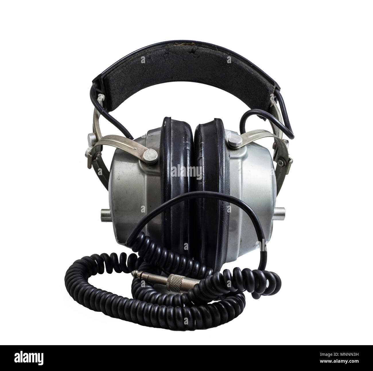 old headphones isolated on a white background Stock Photo - Alamy