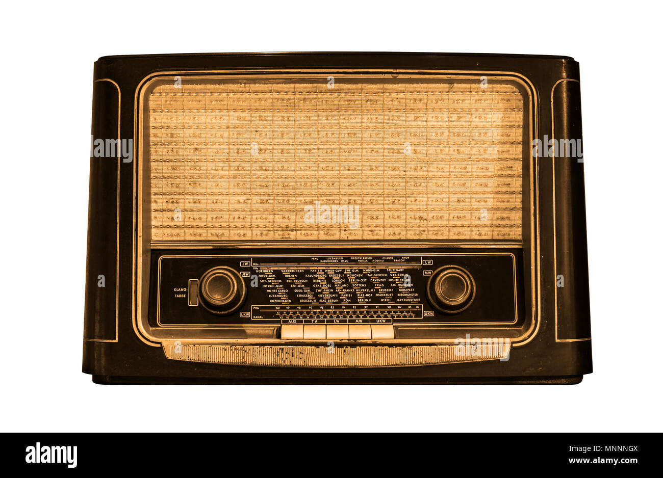 Front view of an old radio isolated on white background Stock Photo - Alamy