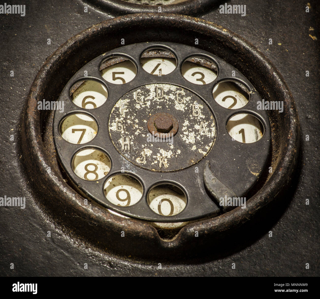 Old black telephone. Close-up of a rotary dial Stock Photo - Alamy