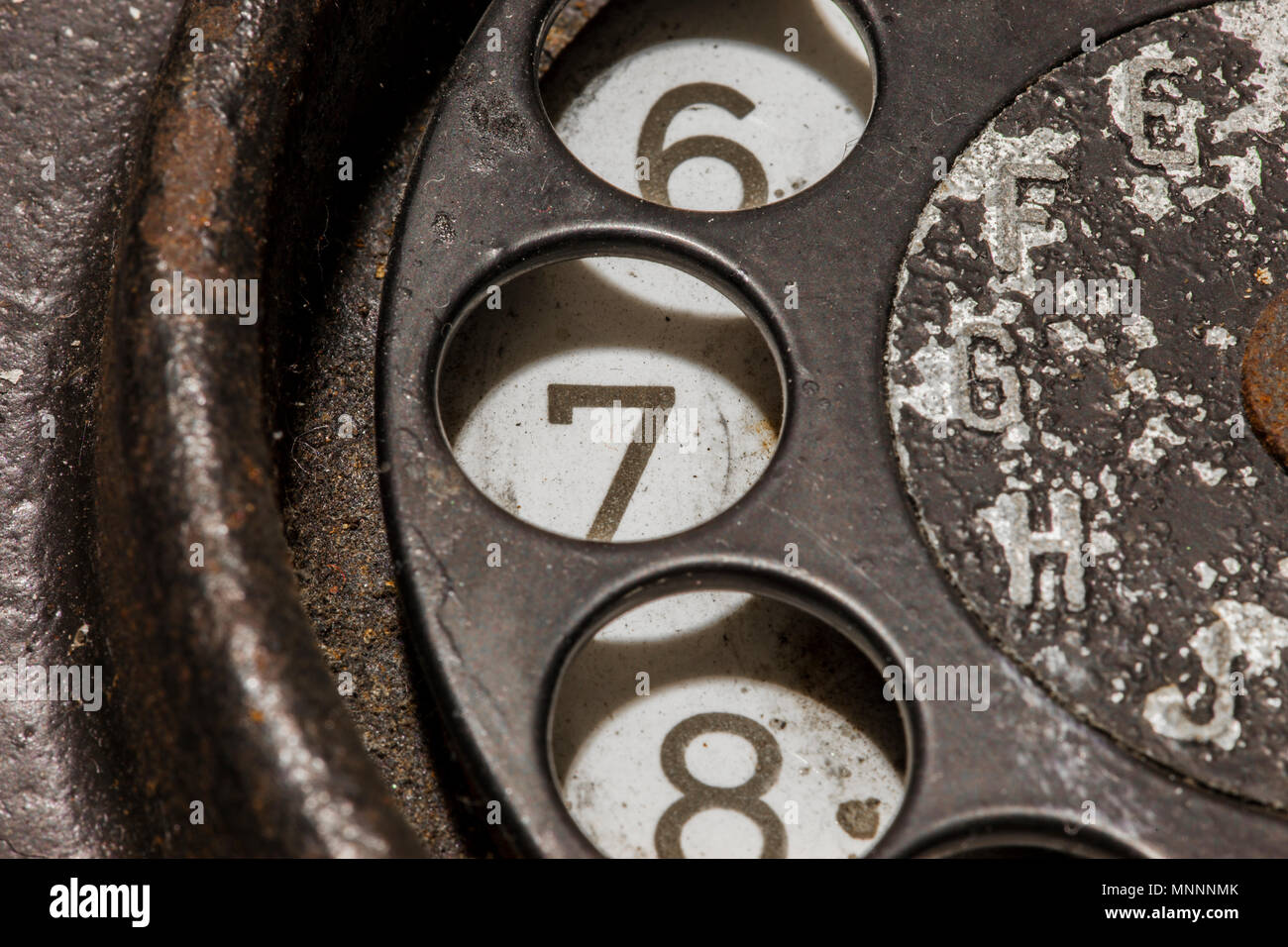 Old black telephone. Close-up of a rotary dial Stock Photo - Alamy