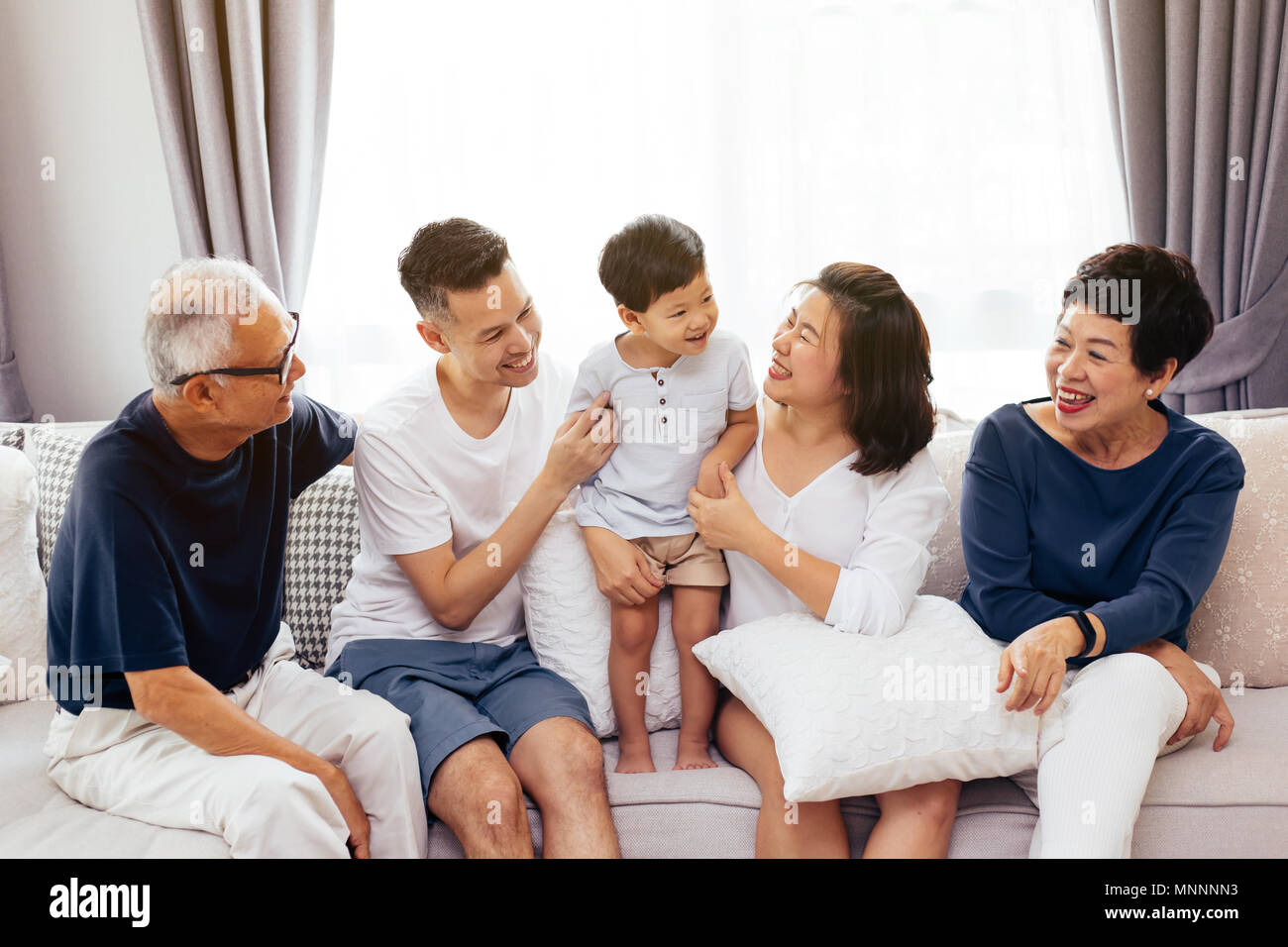 Asian mother, daughter, grandparents hi-res stock photography and ...