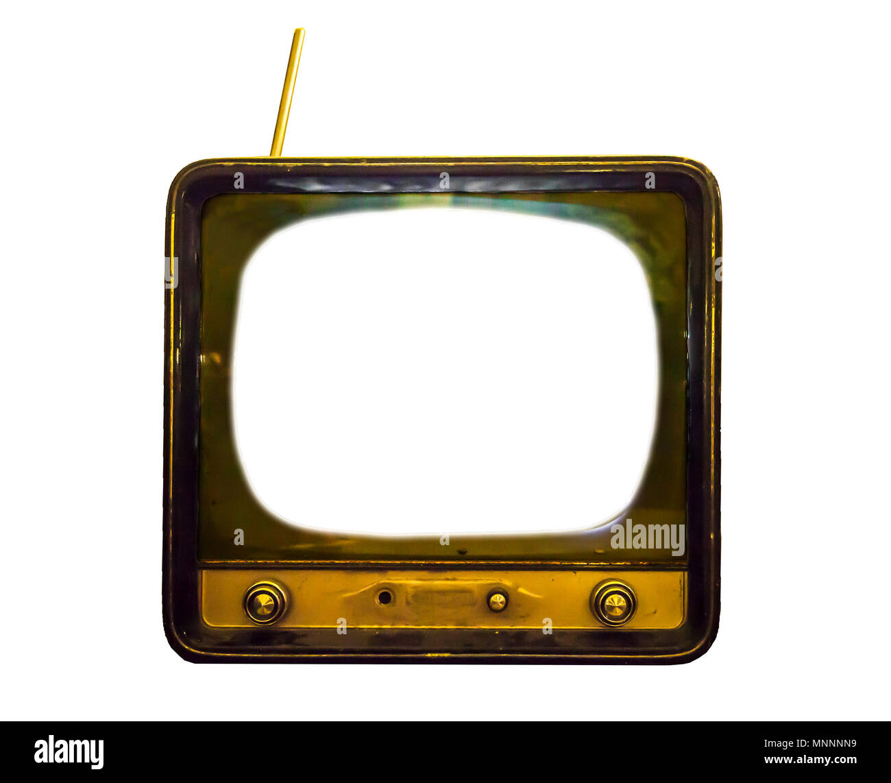 old TV with pure white screen isolated on white background Stock Photo ...