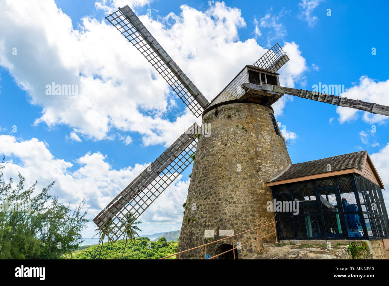 The Morgan Lewis Mill in Barbados - on tropical caribbean island - was ...