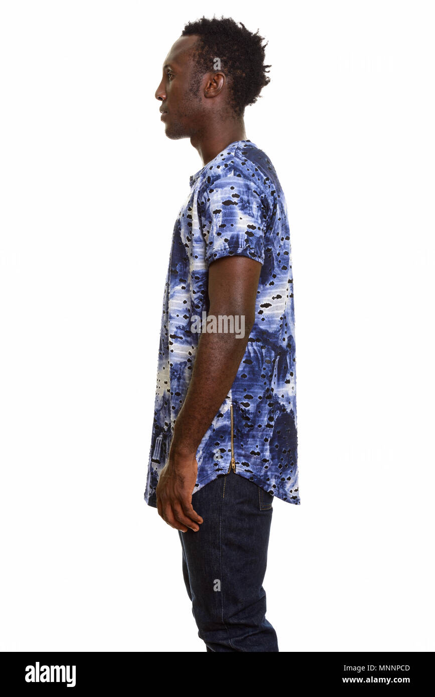 Profile view of young black African man Stock Photo - Alamy