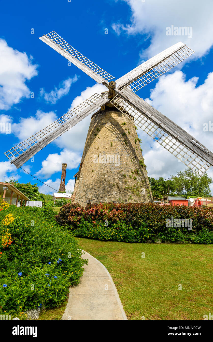 The Morgan Lewis Mill in Barbados - on tropical caribbean island - was ...