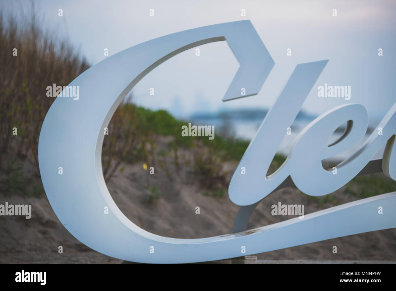 Cleveland rock and roll hall of fame and museum sign hi-res stock ...