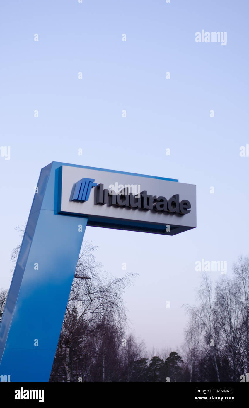 Stockholm, Sweden - 13 april 2018. The logo outside headquarters of ...