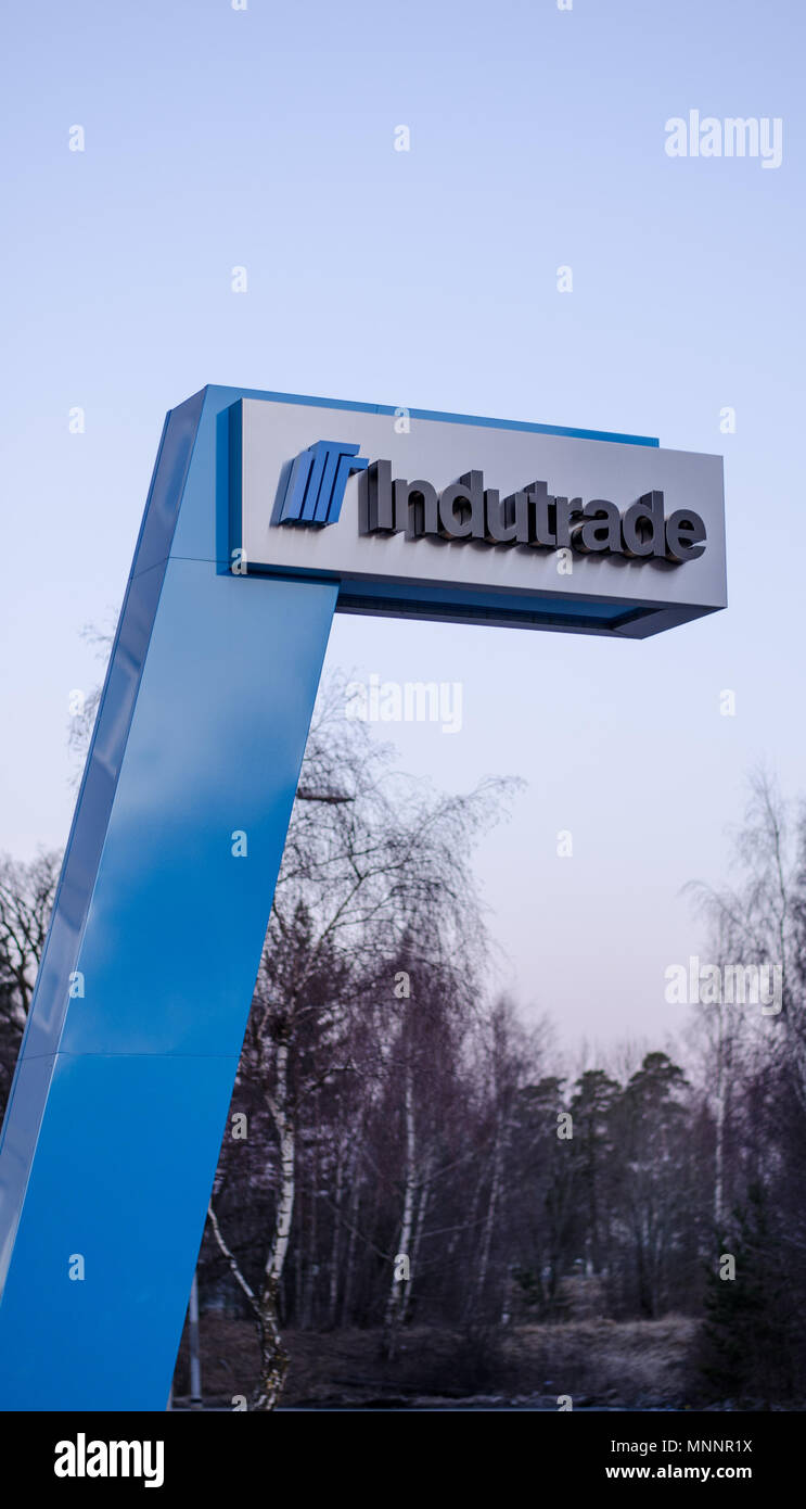 Stockholm, Sweden - 16 may 2018. The logo outside headquarters of ...