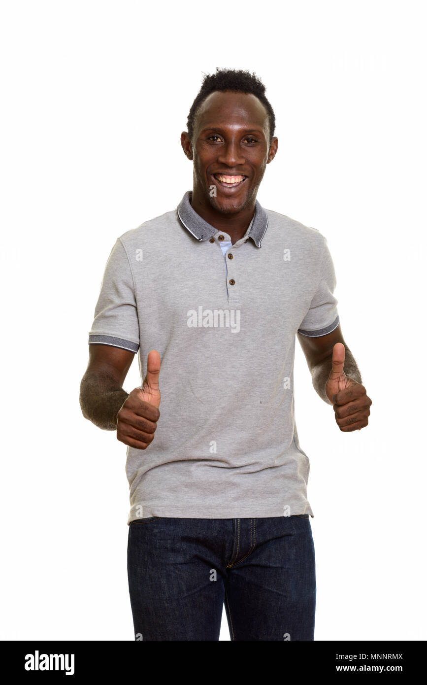 Young happy black African man giving thumbs up Stock Photo - Alamy