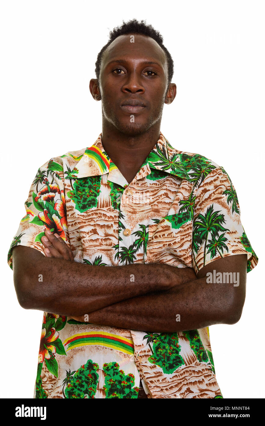 Young black African man with arms crossed Stock Photo - Alamy